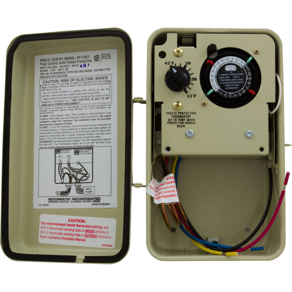 Timer, Intermatic PF1102T,230v,w/Freeze Protection,Enclosed ...