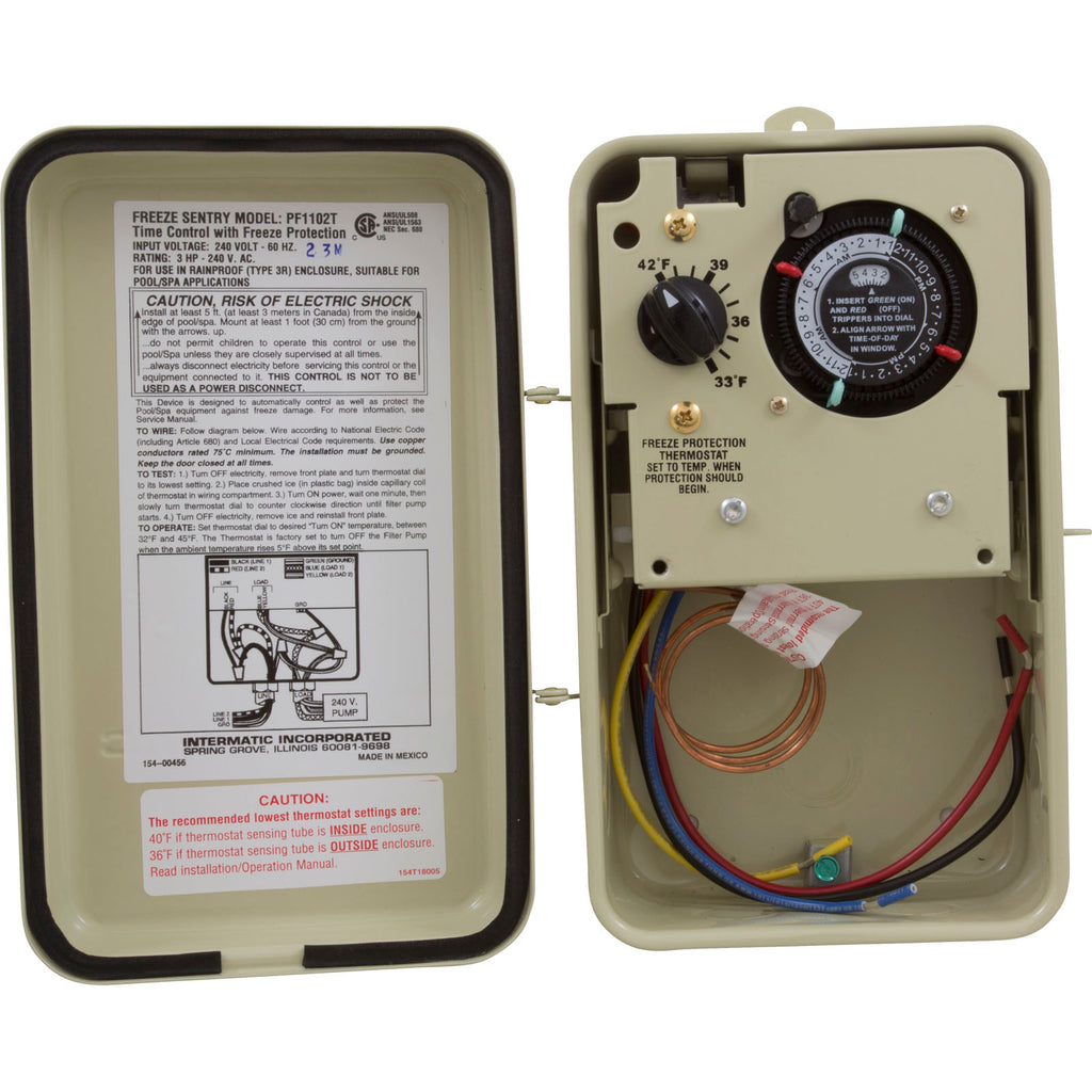 Timer, Intermatic PF1102T,230v,w/Freeze Protection,Enclosed ...